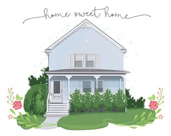 House drawing | Etsy