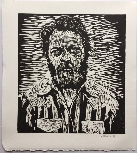 Nick Offerman the giant among men. Wood block print Nick Offerman the giant among men. Wood block print