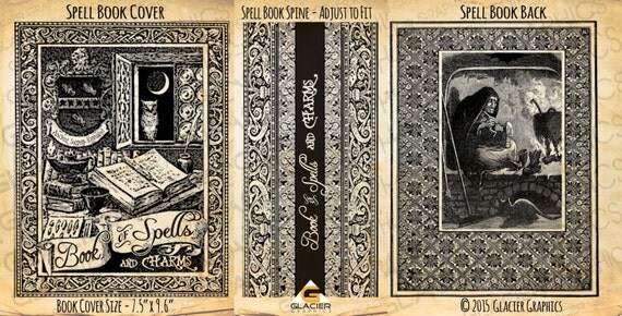 Spell Book Cover Halloween Witch Digital Download Printable