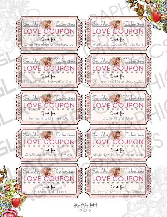 Valentine Love Coupons Last Minute Valentine Gift for Her