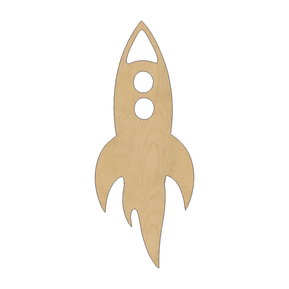 Rocket Ship Cutout Shape Laser Cut Unfinished Wood Shapes