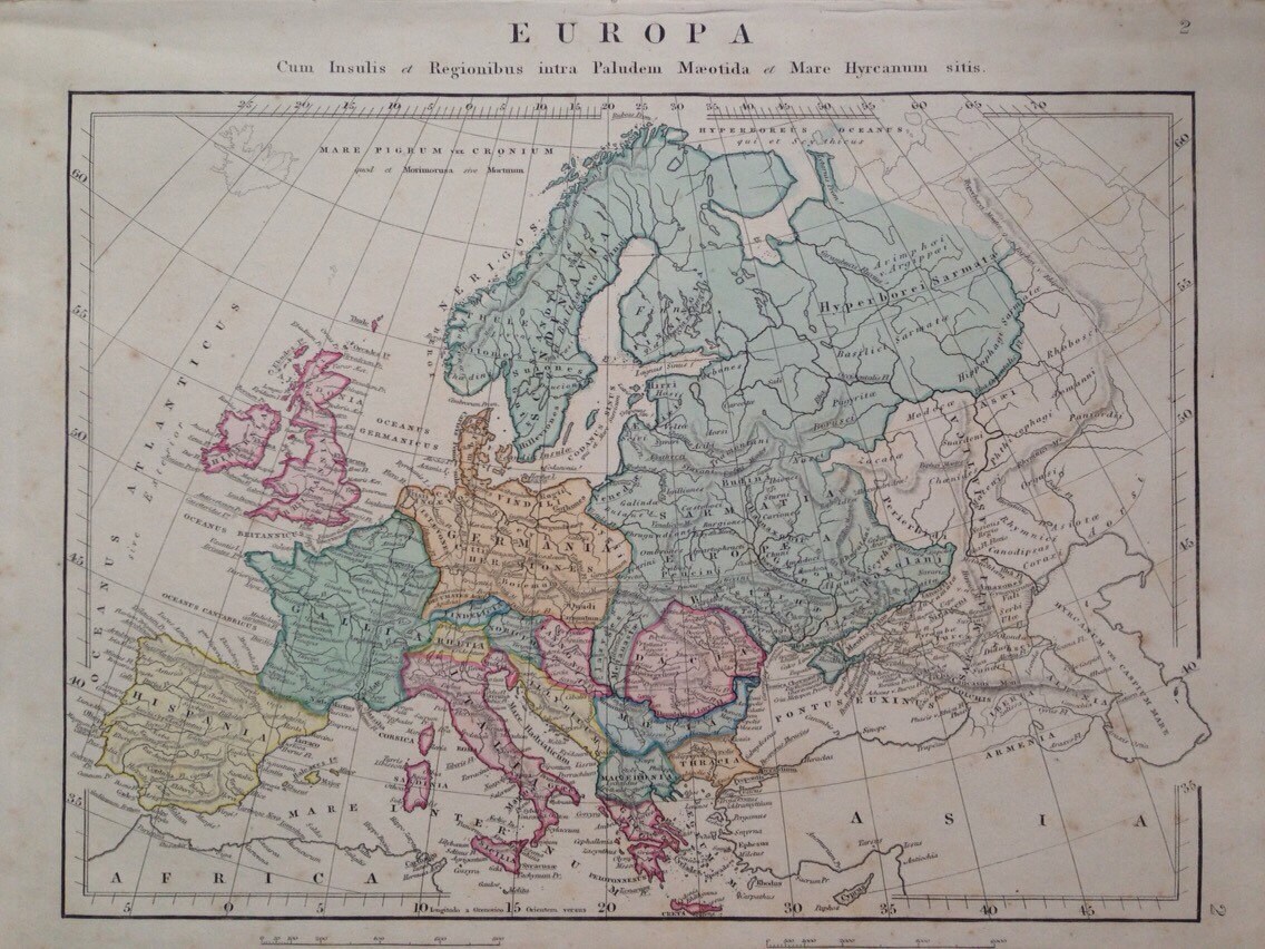 1865 EUROPA Original Antique Hand-Coloured Ancient History Map - Europe ...