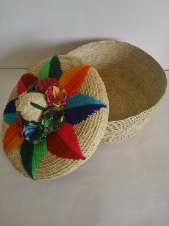 Mexican Woven BasketColorful bread basket Hand Woven