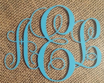 Items similar to Large 3 Monogram Letter Decal with Family Name and ...