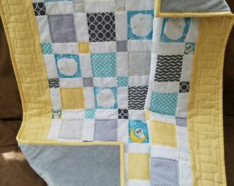 Throw Blanket Orange and Grey Quilted by WithLoveByGramTam on Etsy