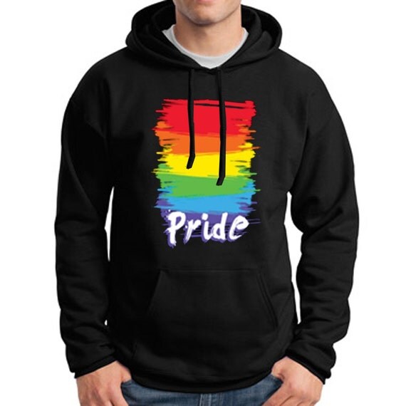 Rainbow Gay Pride Mens Pullover Hoodie Black S 3xl