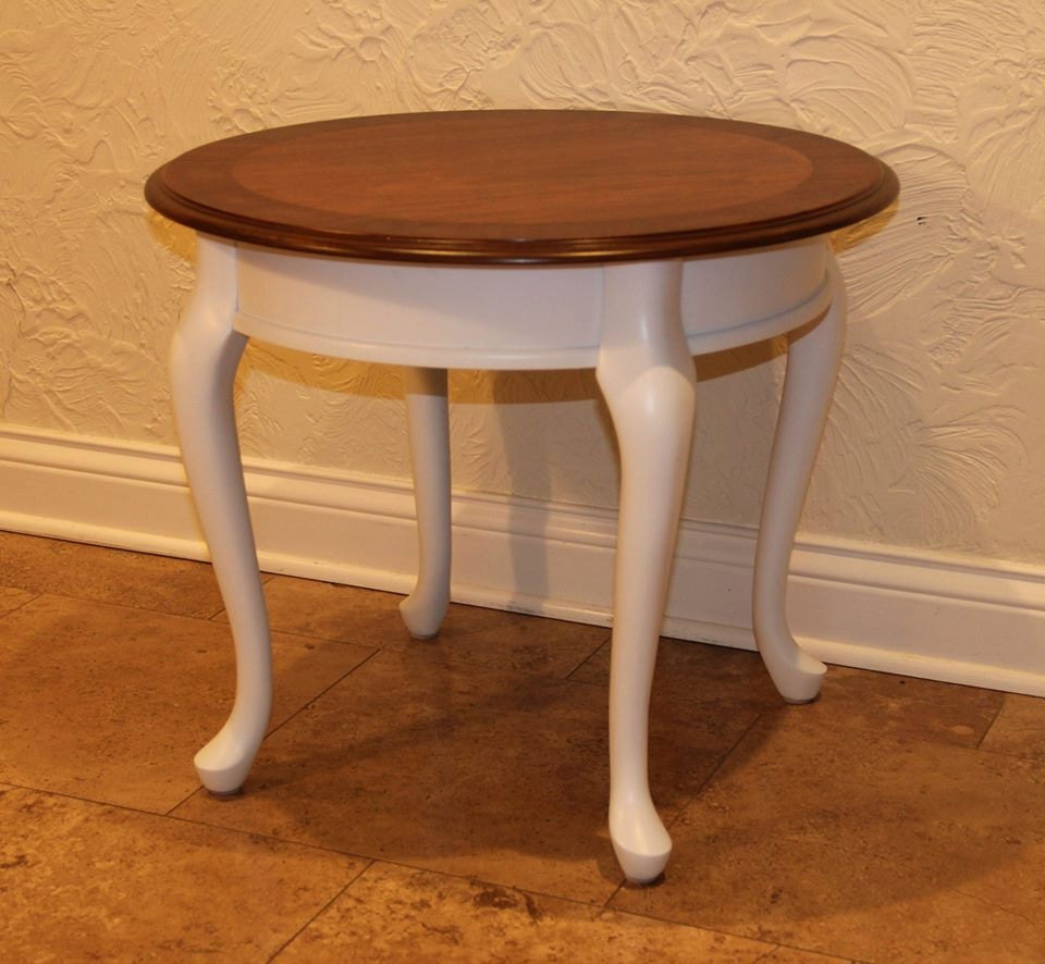 Upcycled End Table with Wood Top and White Painted Base – Haute Juice