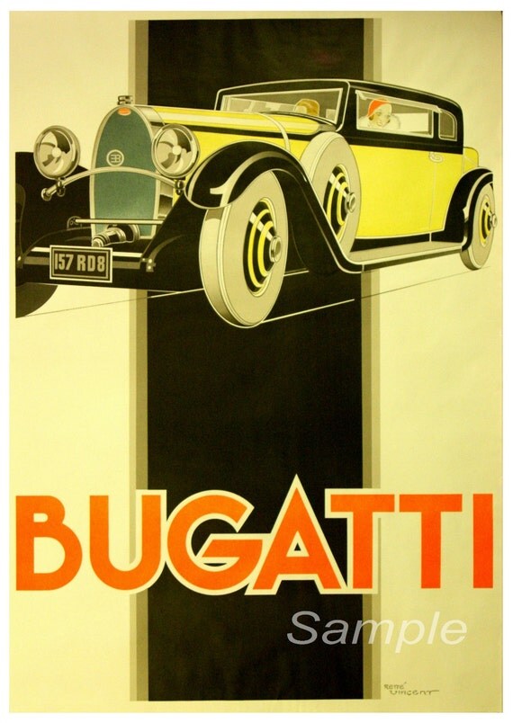 Vintage Bugatti Advertising Poster Print
