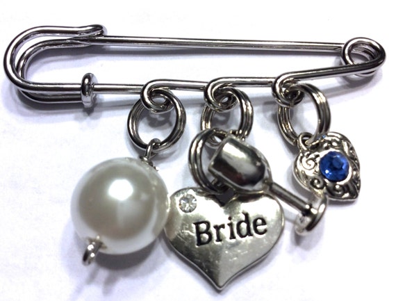 Bridal Pin Something Old New Borrowed Blue Wedding Pin