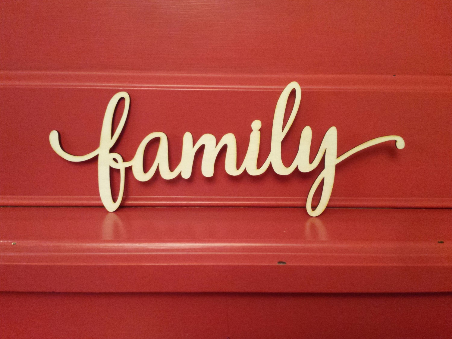 Wood Family Laser Cut Sign Cursive Font