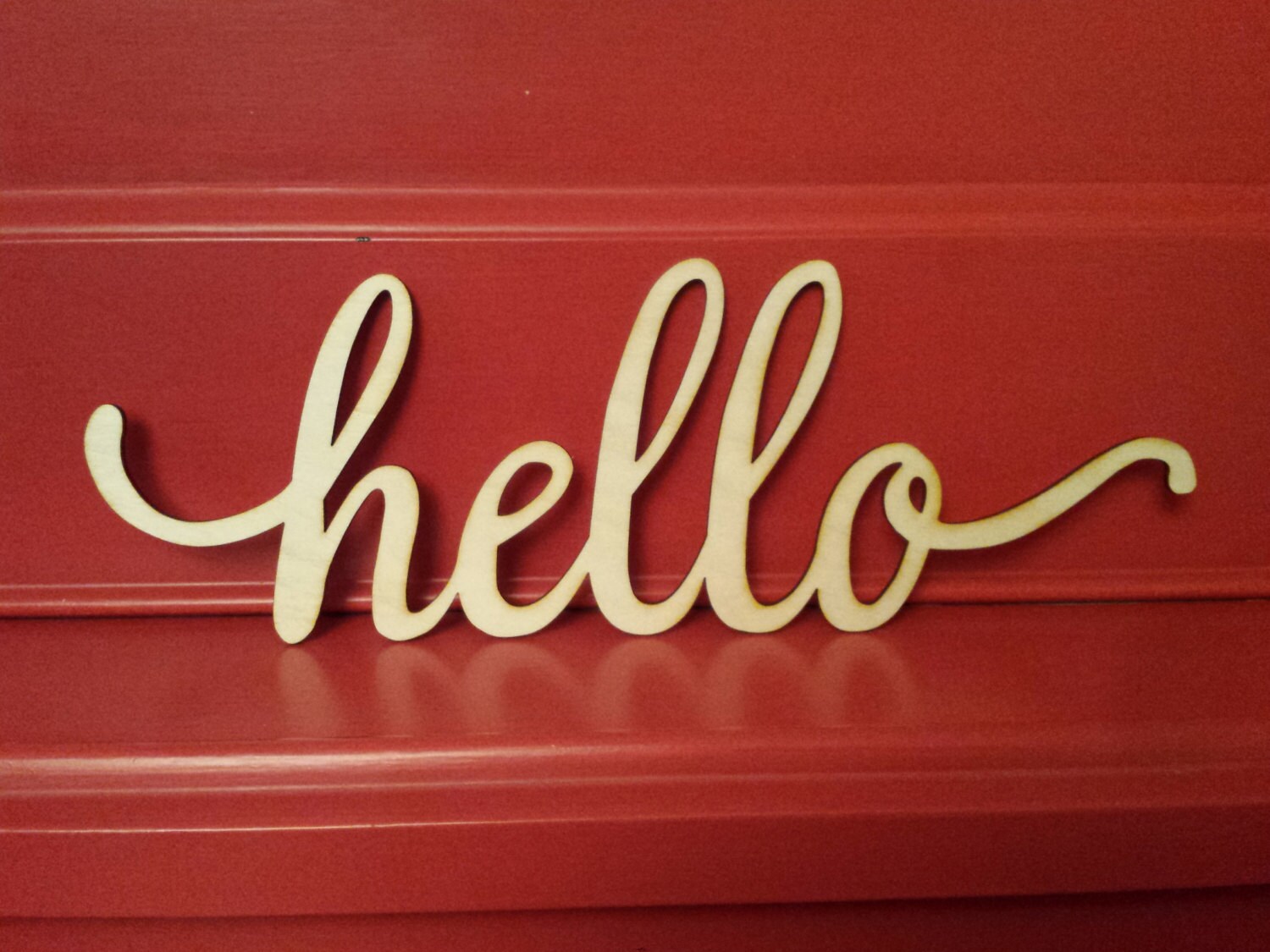 Wood Hello Laser Cut Sign Cursive Font Multiple