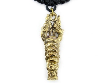 Brass Penis Necklace Fish Bird Dragon Penis Charm Amulet Penis