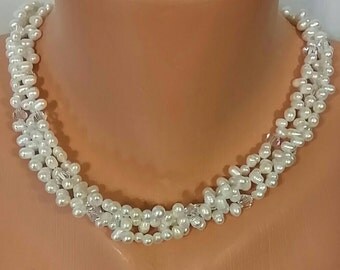 Double Strand Natural Freshwater Pearl Necklace by tbyrddesigns