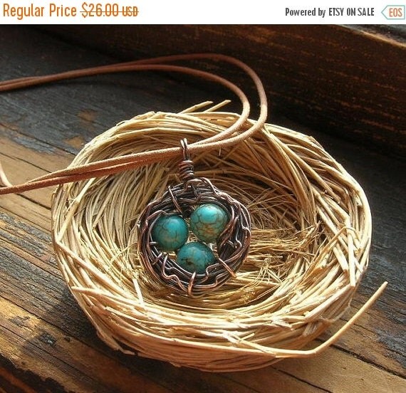 ON SALE Rustic Robins Nest necklace bird nest necklace copper nest ...