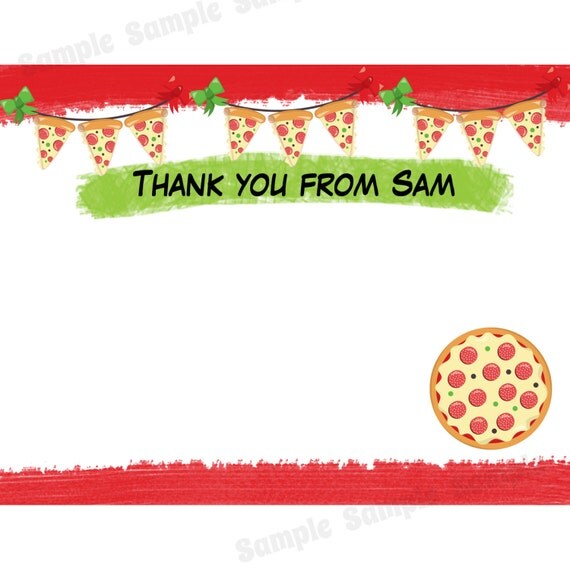 20 Personalized Pizza Thank You Cards Pizza Party Pizza