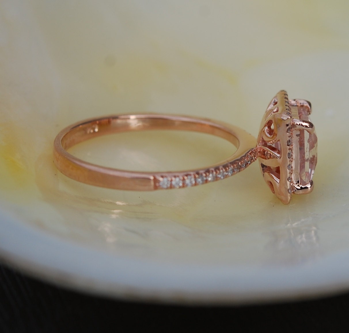 1.87ct Princess Lilac Peach Champagne Sapphire 14k rose gold diamond ...