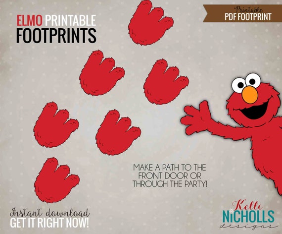 Elmo Footprints Printable Children's Birthday Party