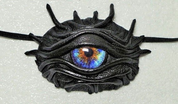 Dragon eye eye patch black leather. Snake eye patch. Blue eye leather ...