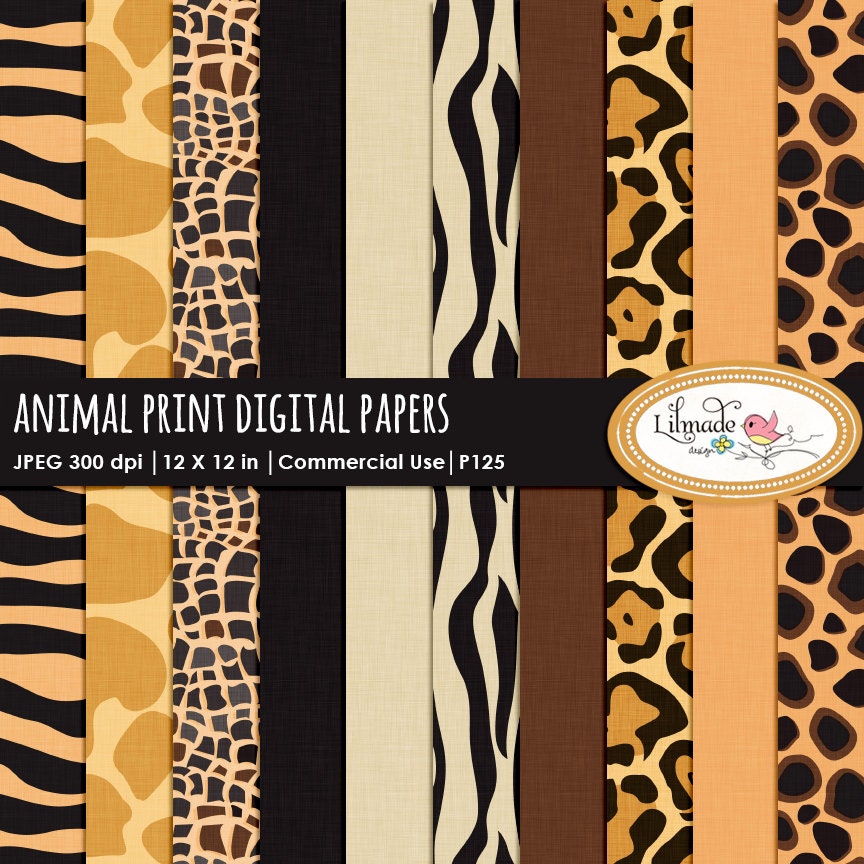 Animal print digital paper safari digital paper animal print
