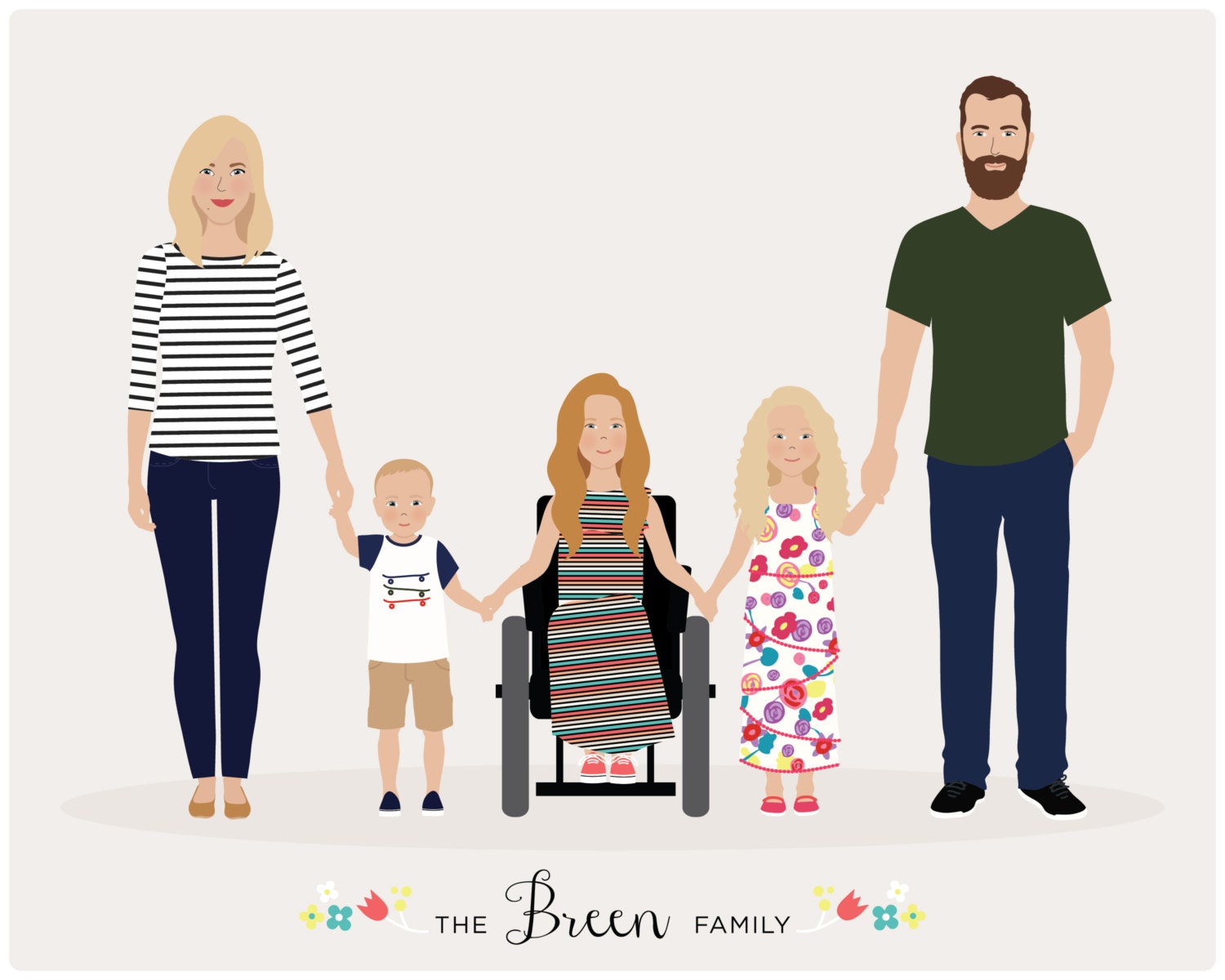 Custom Family Portrait personalized family by HenryJamesPaperGoods