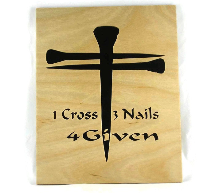 Cross Portrait Of Nails With Saying 1 Cross 3 Nails 4