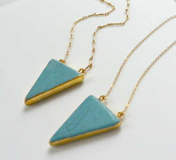Turquoise Triangle Necklace Turquoise by SilverLotusDesigns