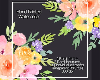 Hand Painted Flower Clip Art Watercolor Flower Clipart