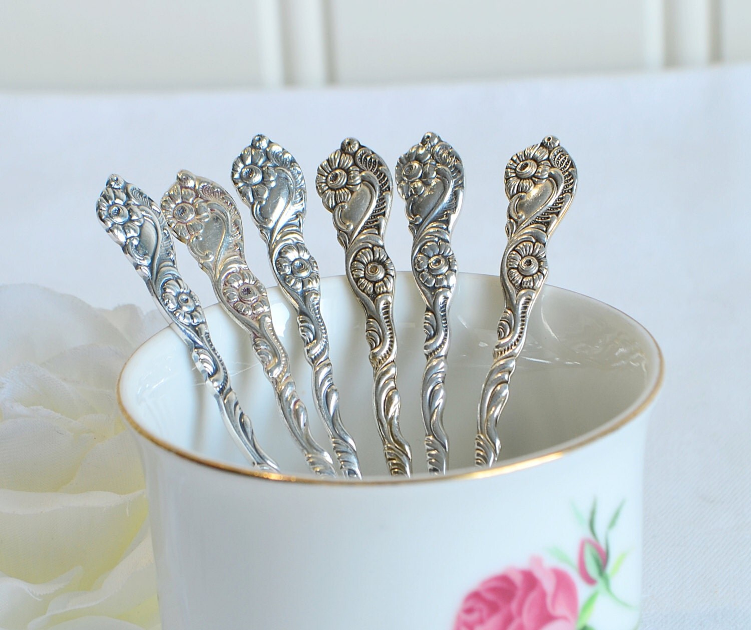 Small demitasse coffee spoons , vintage Swedish ornate flatware ...