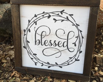 Wooden blessed sign | Etsy