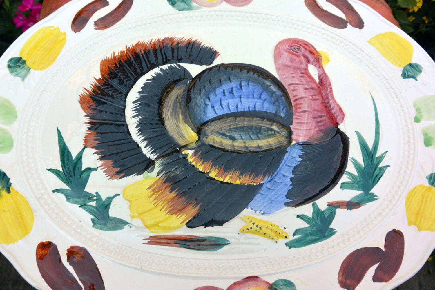 Vintage Turkey Platter – China, Magnificent Turkey, Colorful – Great ...