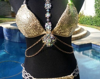 Sexy Gold Sequin Vegas Competition with by Not4TheFaintOfHeart