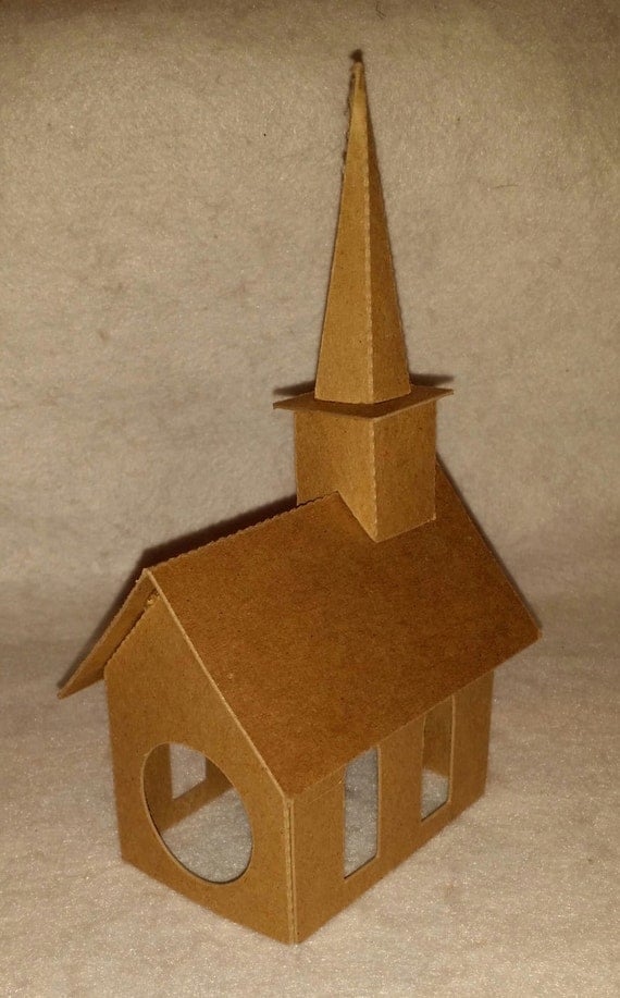Church with Steeple DIY Putz Style Cardboard Church