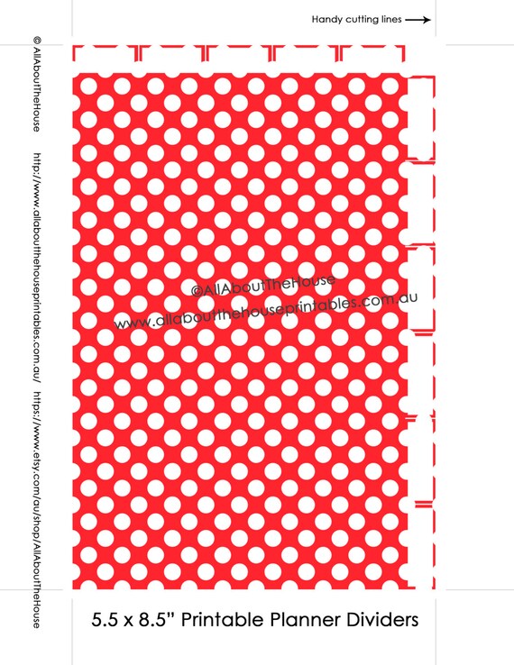 Planner Dividers Half Size Polka Dot Tabbed A5 by AllAboutTheHouse