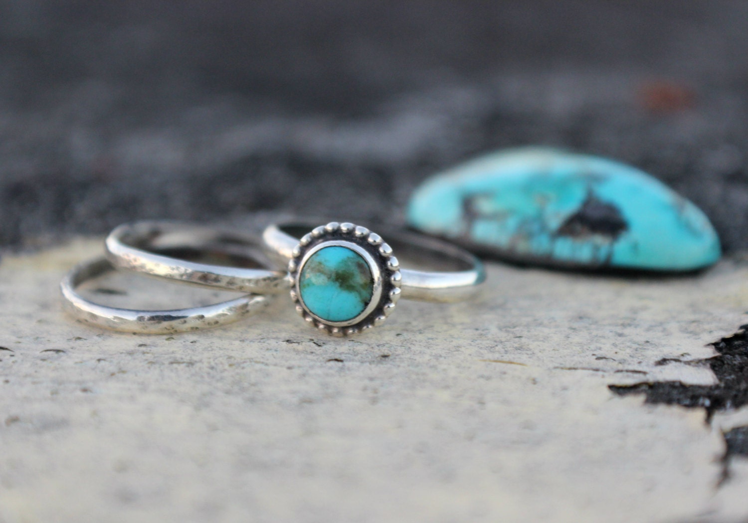 Stacking Rings Small Turquoise Ring Stacker Ring Set Dainty