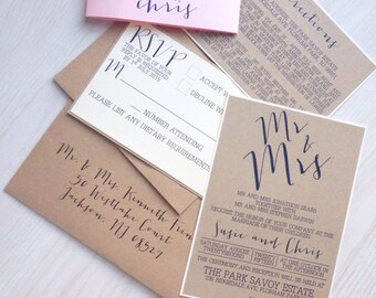 Kraft wedding invite | Etsy