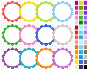 Items similar to Pastel Rainbow Scalloped Circle Frames - Personal and ...