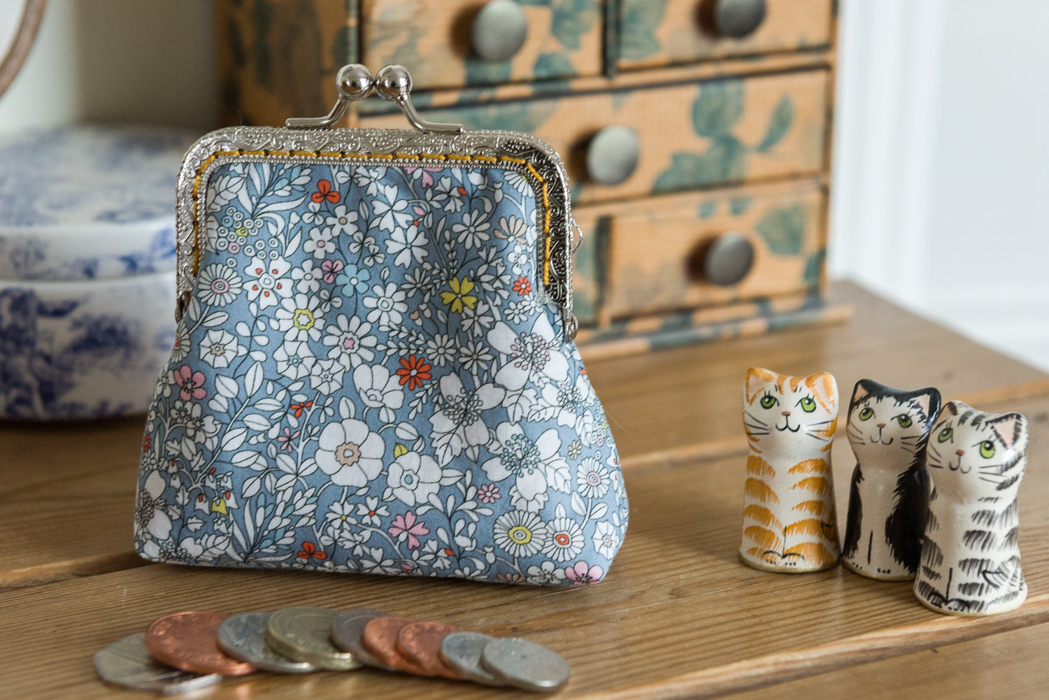 Coin purse made with Liberty cotton in the print: