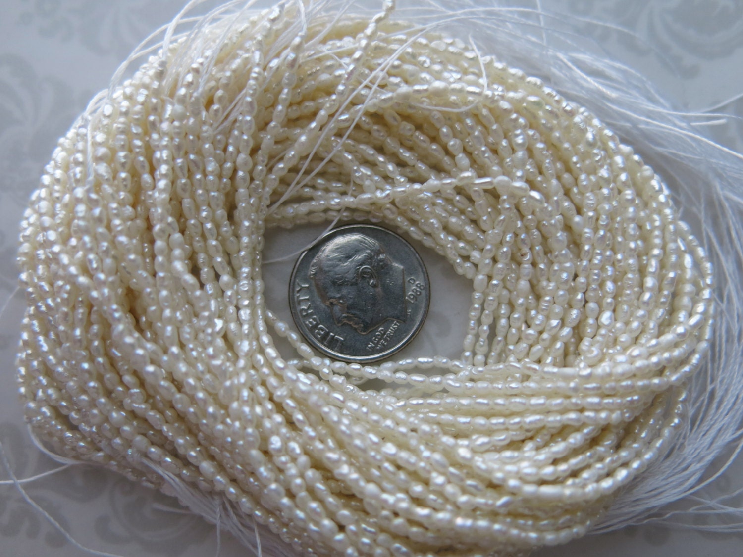 Rice Pearls Very Tiny 1.5X2mm Seed Pearls Natural Freshwater