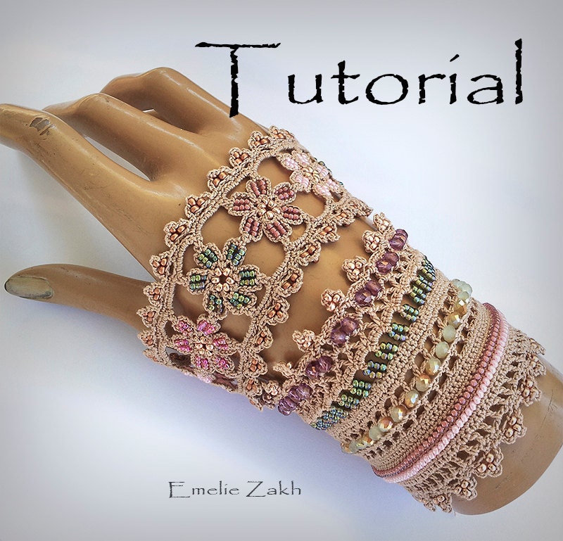 Pattern crochet beaded bracelet .Exclusive Tutorial. PDF