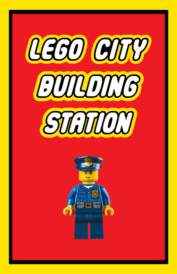 Lego Party Game Sign 11x17 Lego City Building Station by MiniPeas