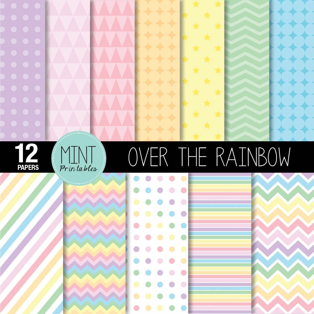 Rainbow Digital Paper Pastel Rainbow Coloured Colored