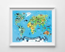 Unique kids world map related items | Etsy