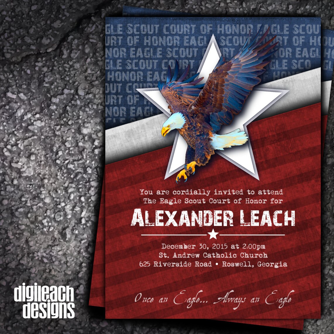 Eagle Scout Court Of Honor Invitation Faded Glory Red A