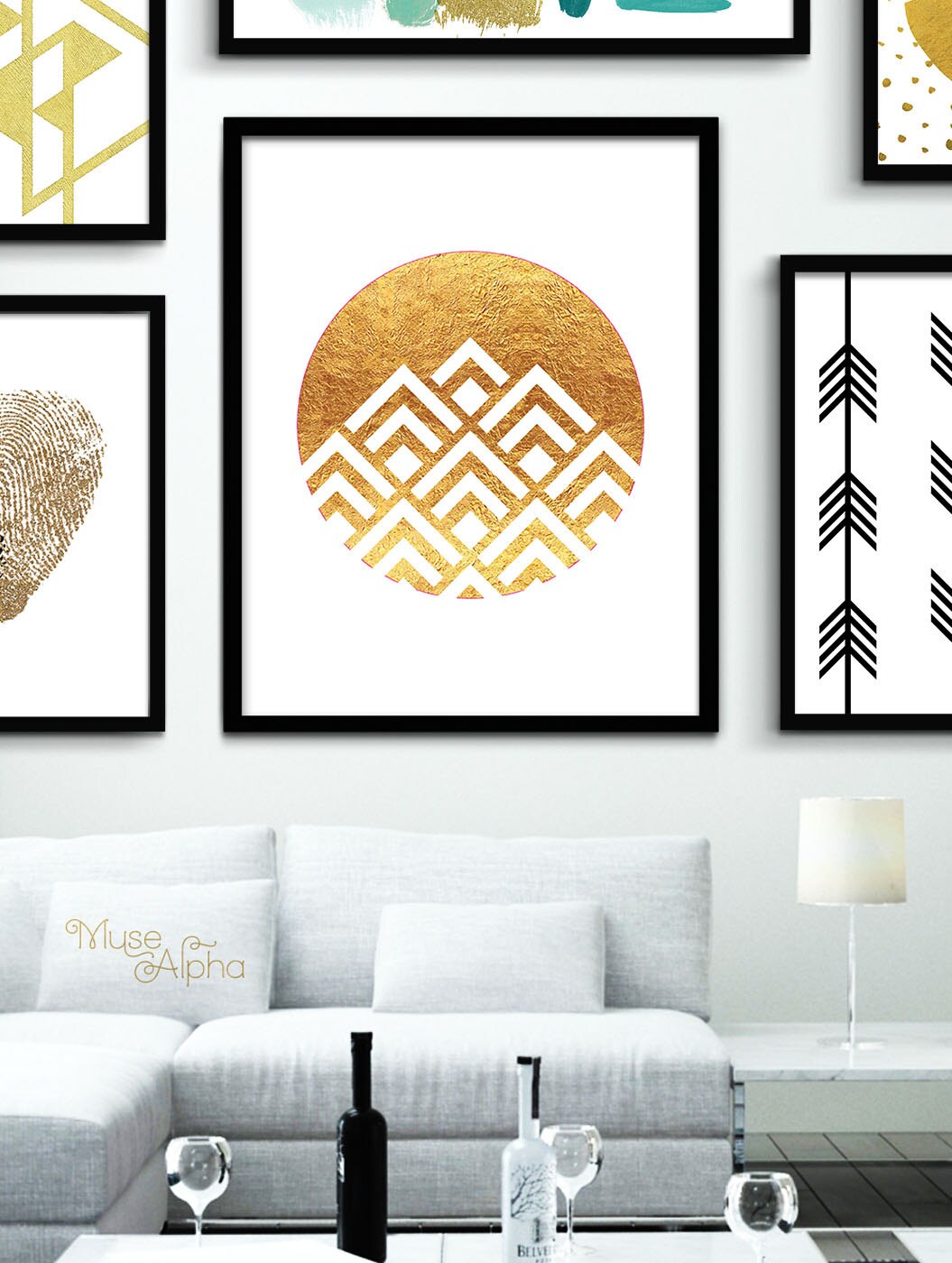 Printable Gold Triangle Art Gold Geometric Wall Print Gold