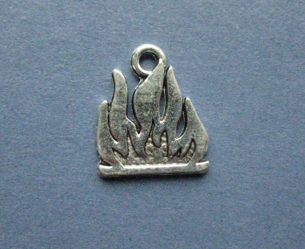 5 Fire Charms Fire Pendants Campfire Antique Silver
