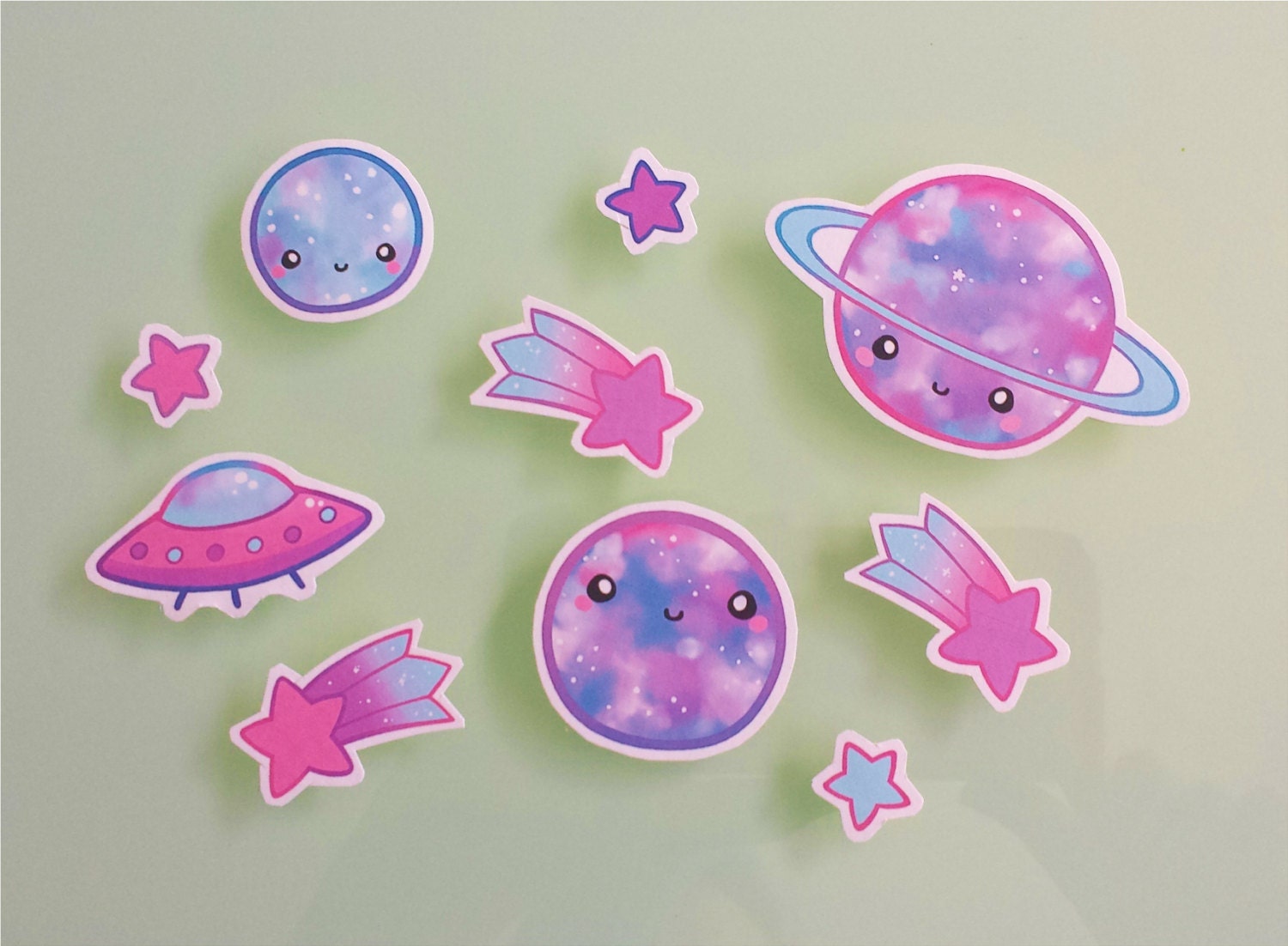 Cute planet stickers pastel space stickers