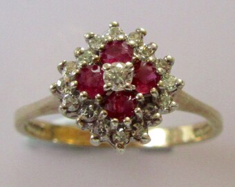 Ruby cluster ring | Etsy