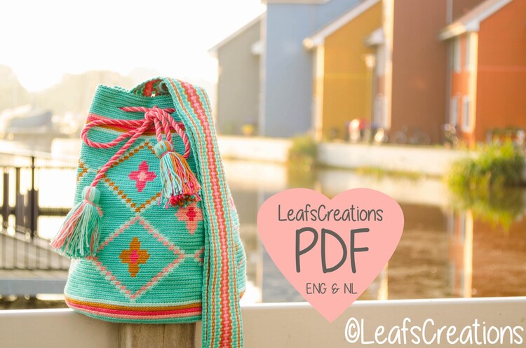 Crochet pattern Mochila bag with flowers Mochila by LeafsCreations