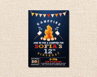 Campfire invitations | Etsy