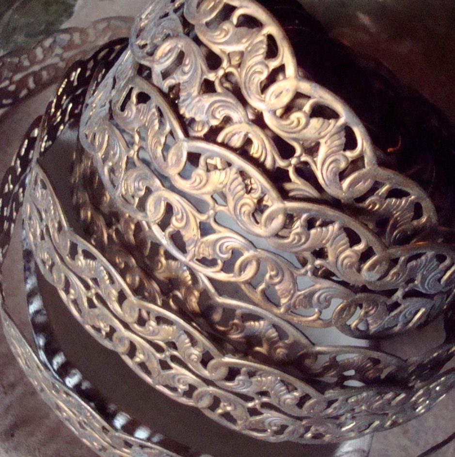 Ornate Acanthus Embossed Stamped & Pierced Copper Metal Band Trim 12 ...